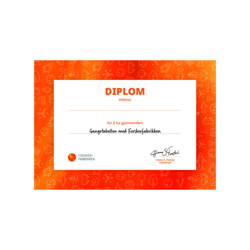 Diplom - Gangetabellen med Forskerfabrikken — Gaver for nysgjerrige ...